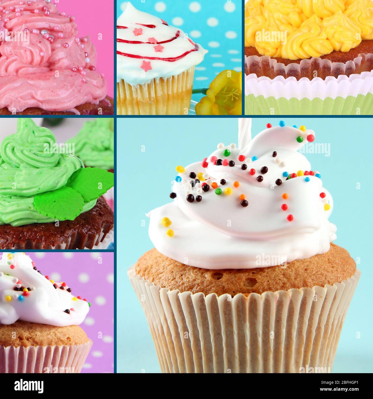 Collage of different tasty cupcakes Stock Photo - Alamy
