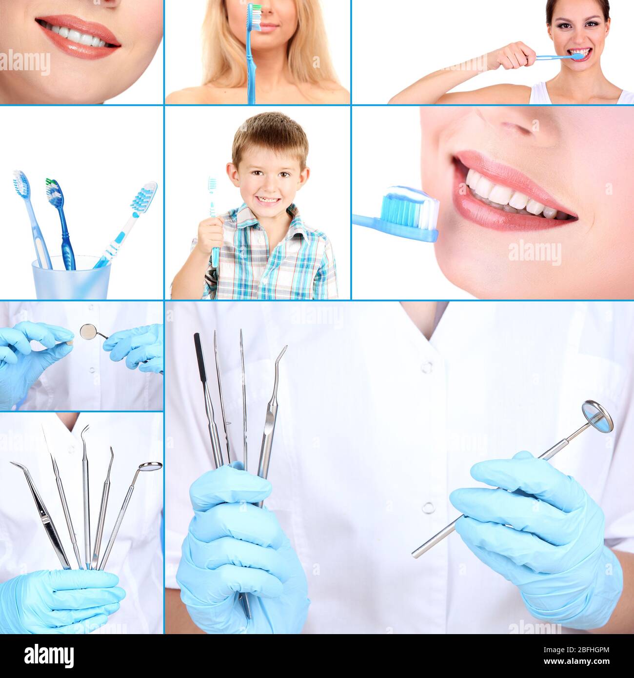 Collage of photographs on the theme of healthy teeth Stock Photo - Alamy