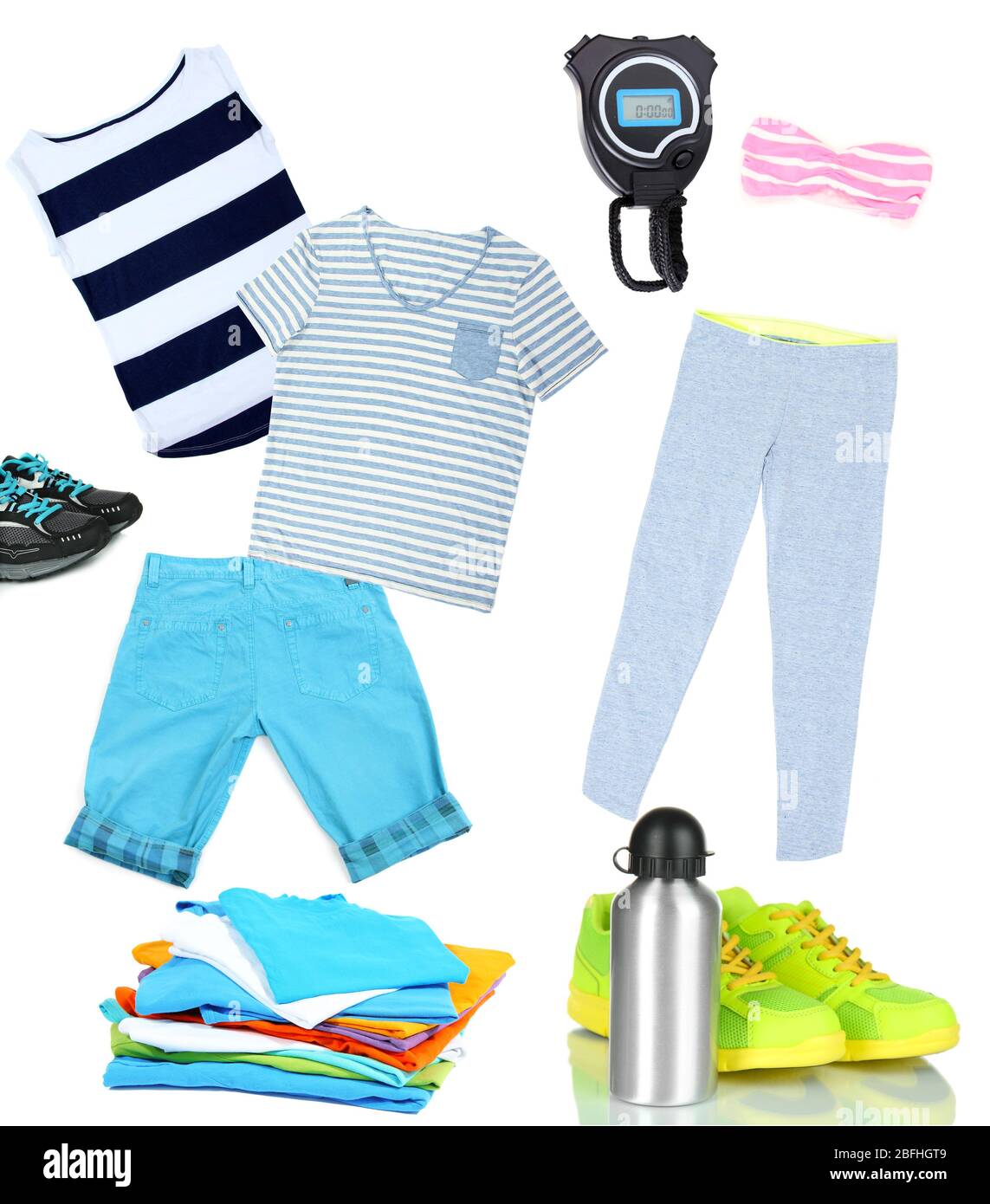 Collage of sportswear isolated on white Stock Photo - Alamy
