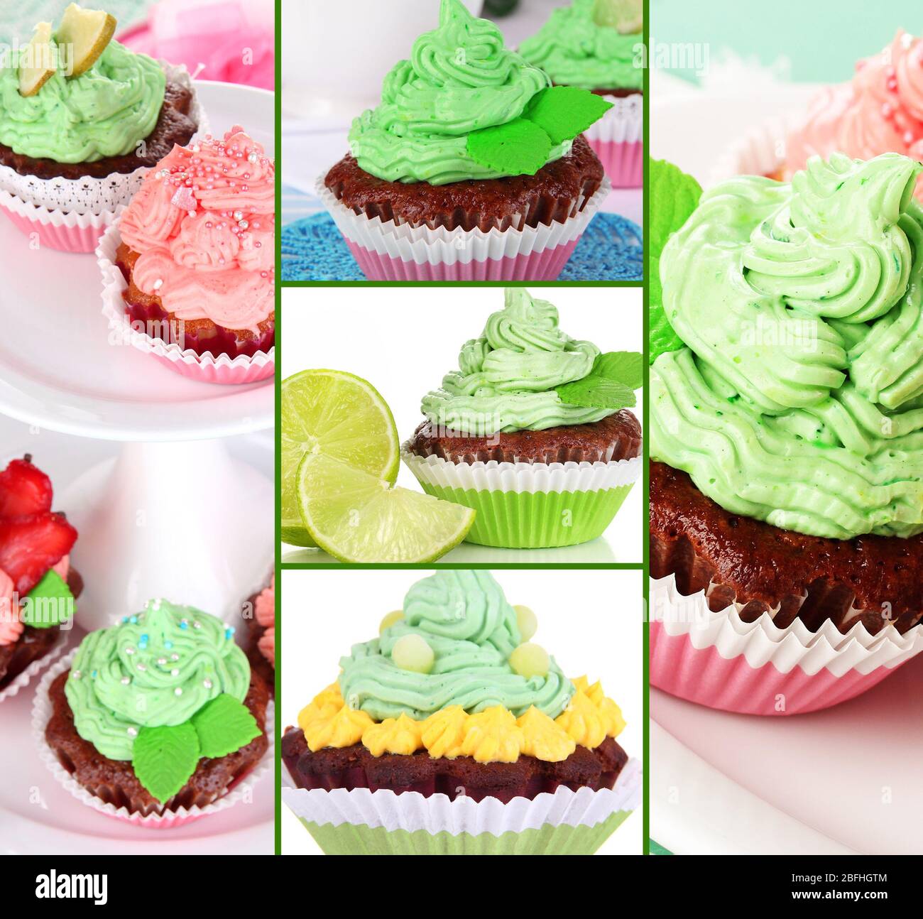 Collage of tasty cupcakes Stock Photo - Alamy