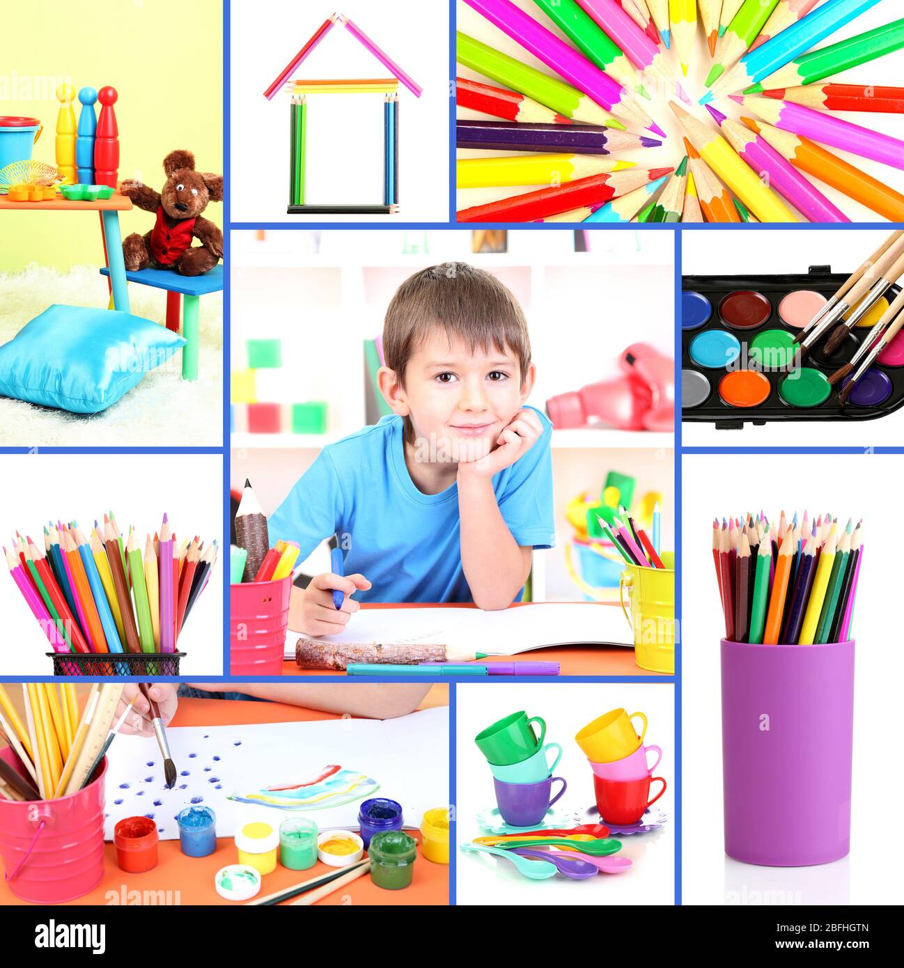 Collage of education kids Stock Photo - Alamy