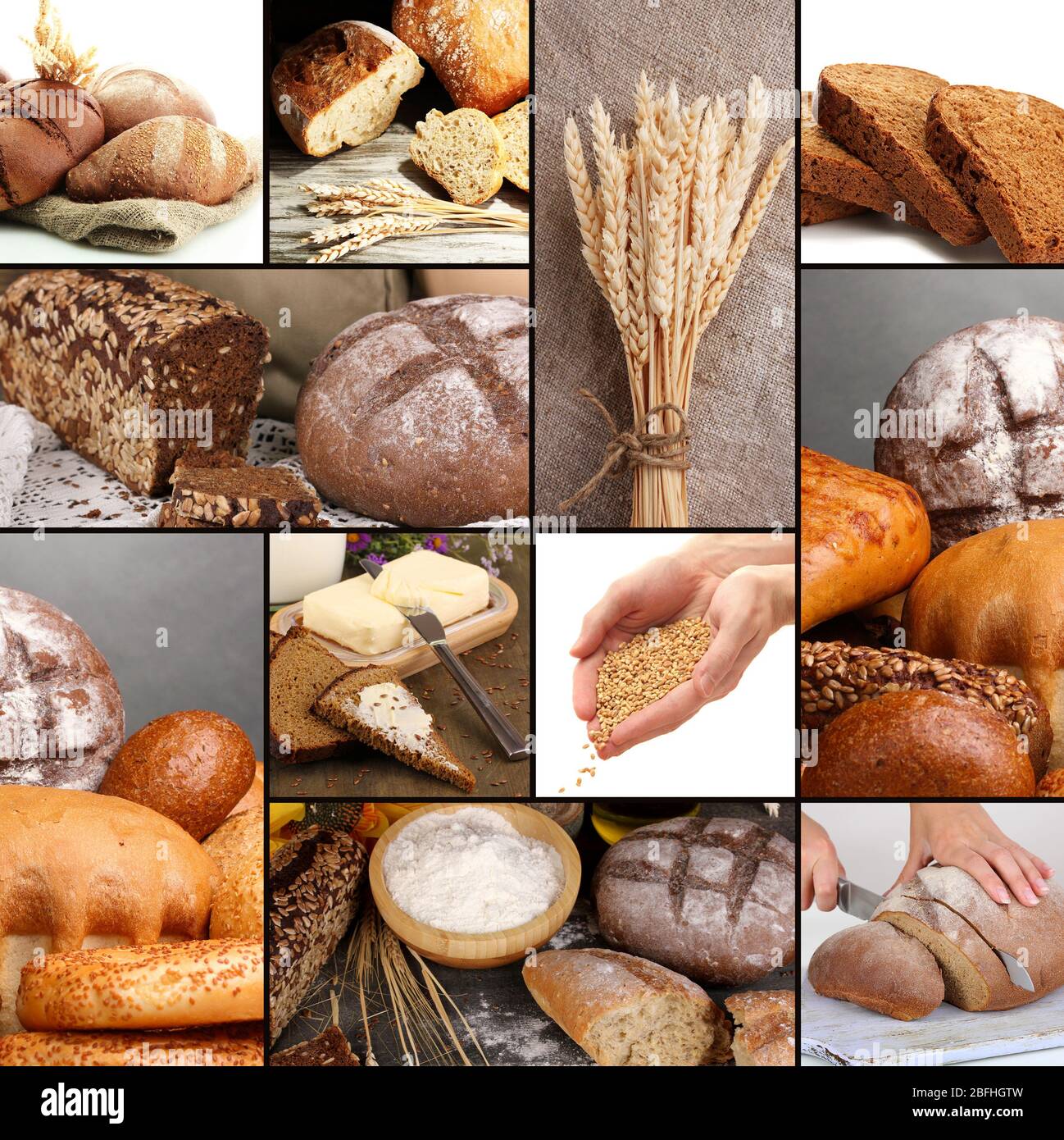 Bread and harvesting wheat collage Stock Photo - Alamy