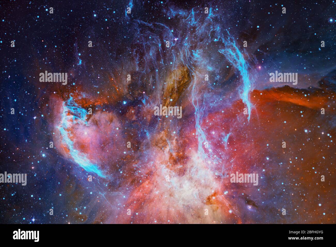 Nebulae and stars in outer space, glowing mysterious universe. Elements ...