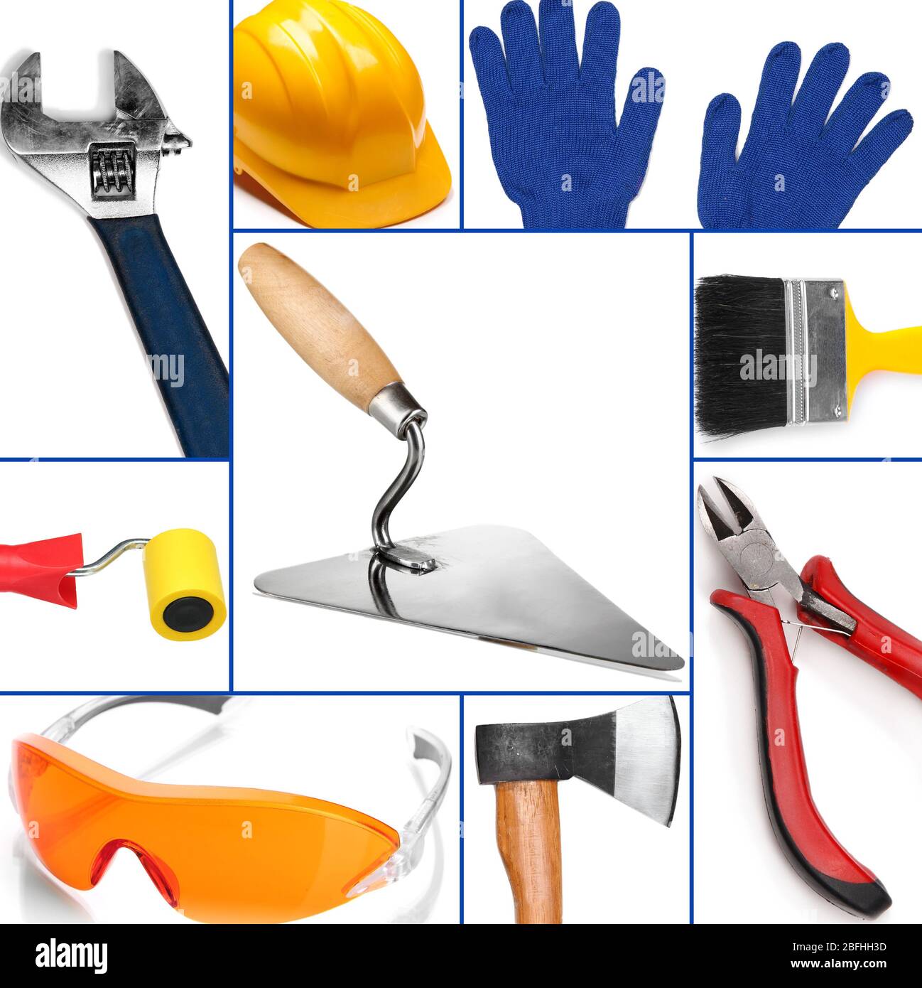 Collage of different tools isolated on white Stock Photo - Alamy