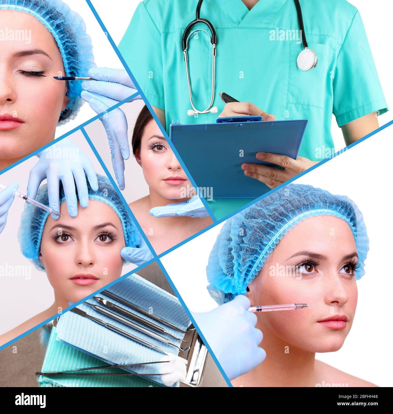 Plastic surgery collage Stock Photo - Alamy