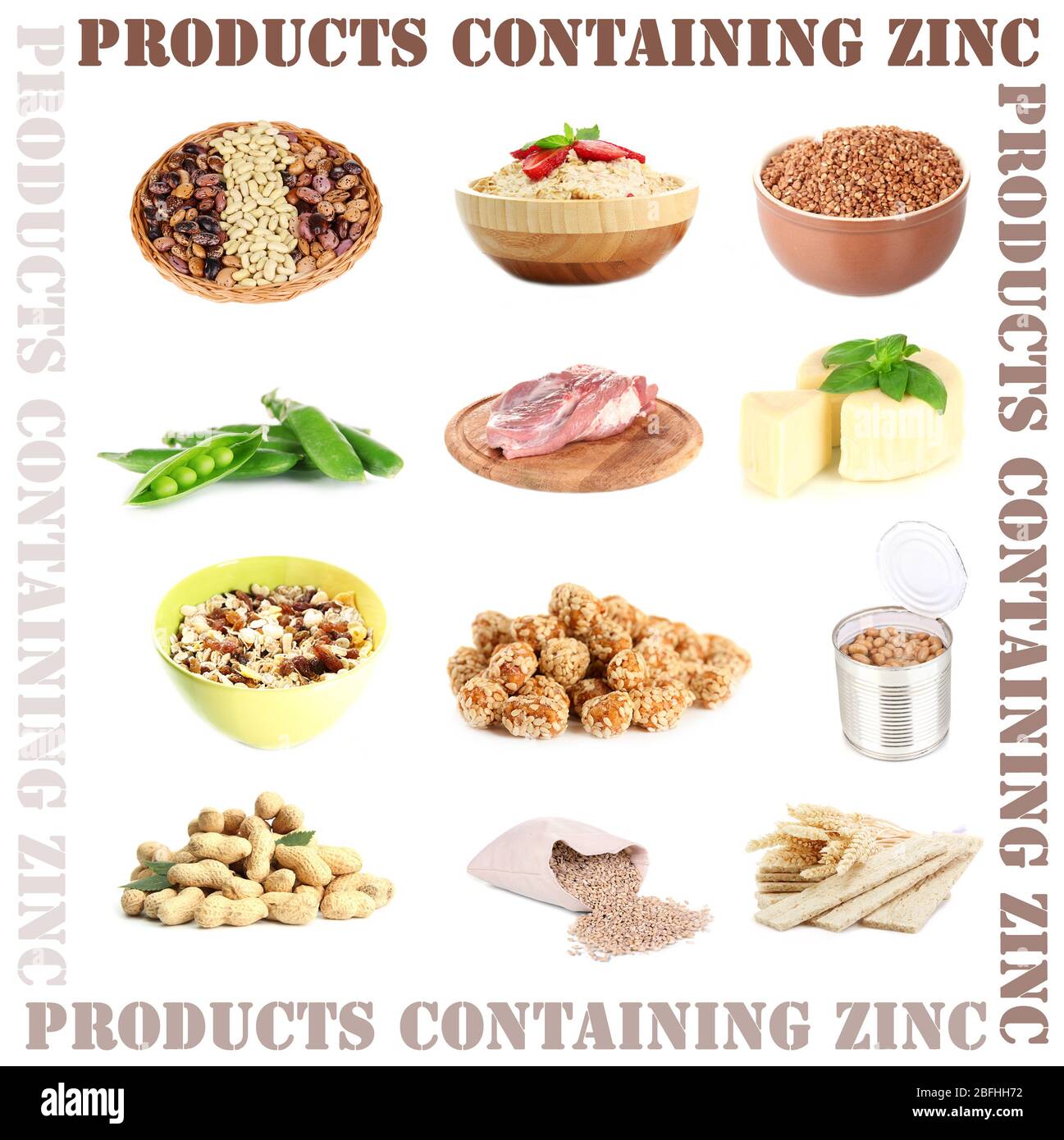 Collage of products containing zinc Stock Photo - Alamy