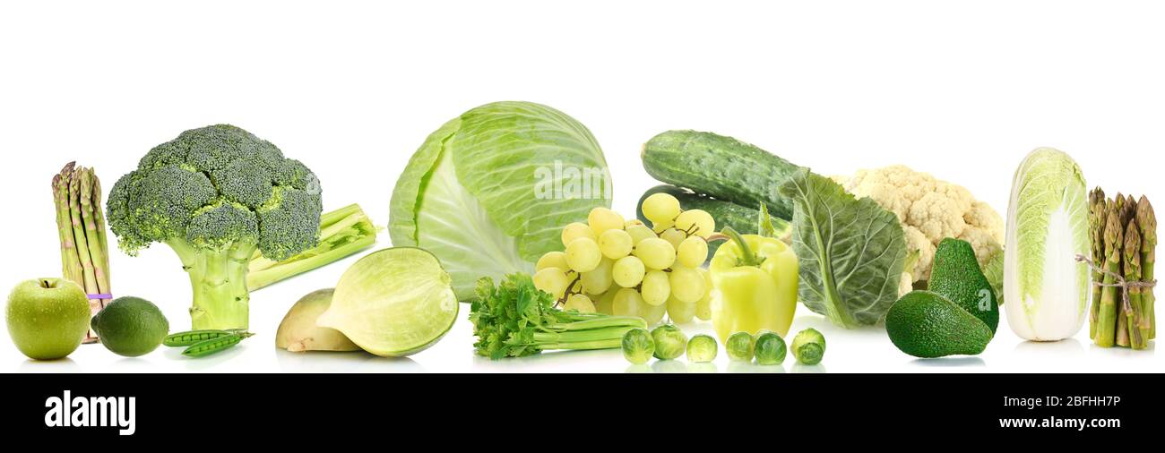 Collage of green vegetables and fruits Stock Photo - Alamy
