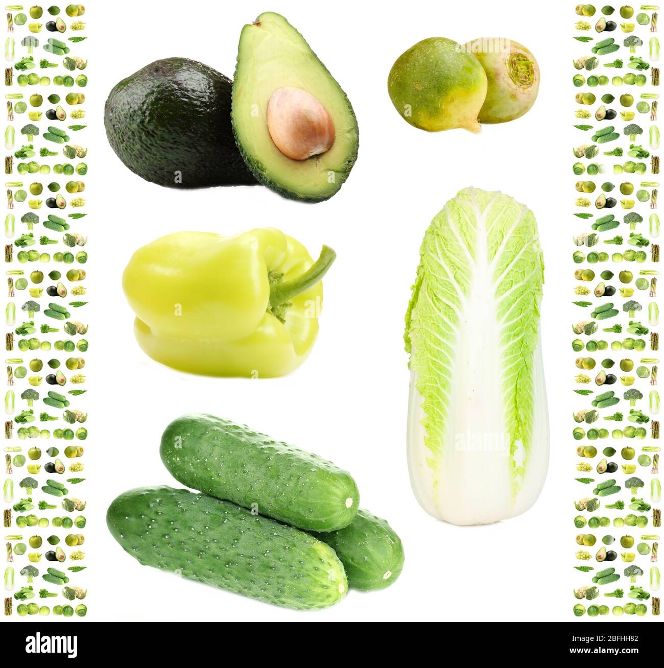 Collage of green vegetables and fruits Stock Photo - Alamy