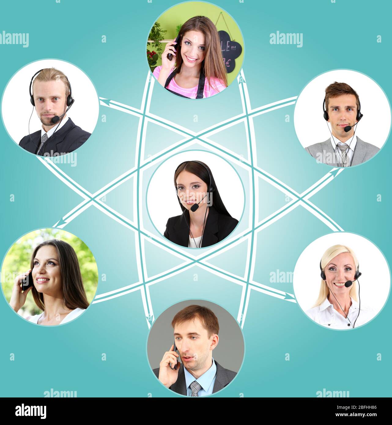 Collage of diverse people talking on phone Stock Photo - Alamy