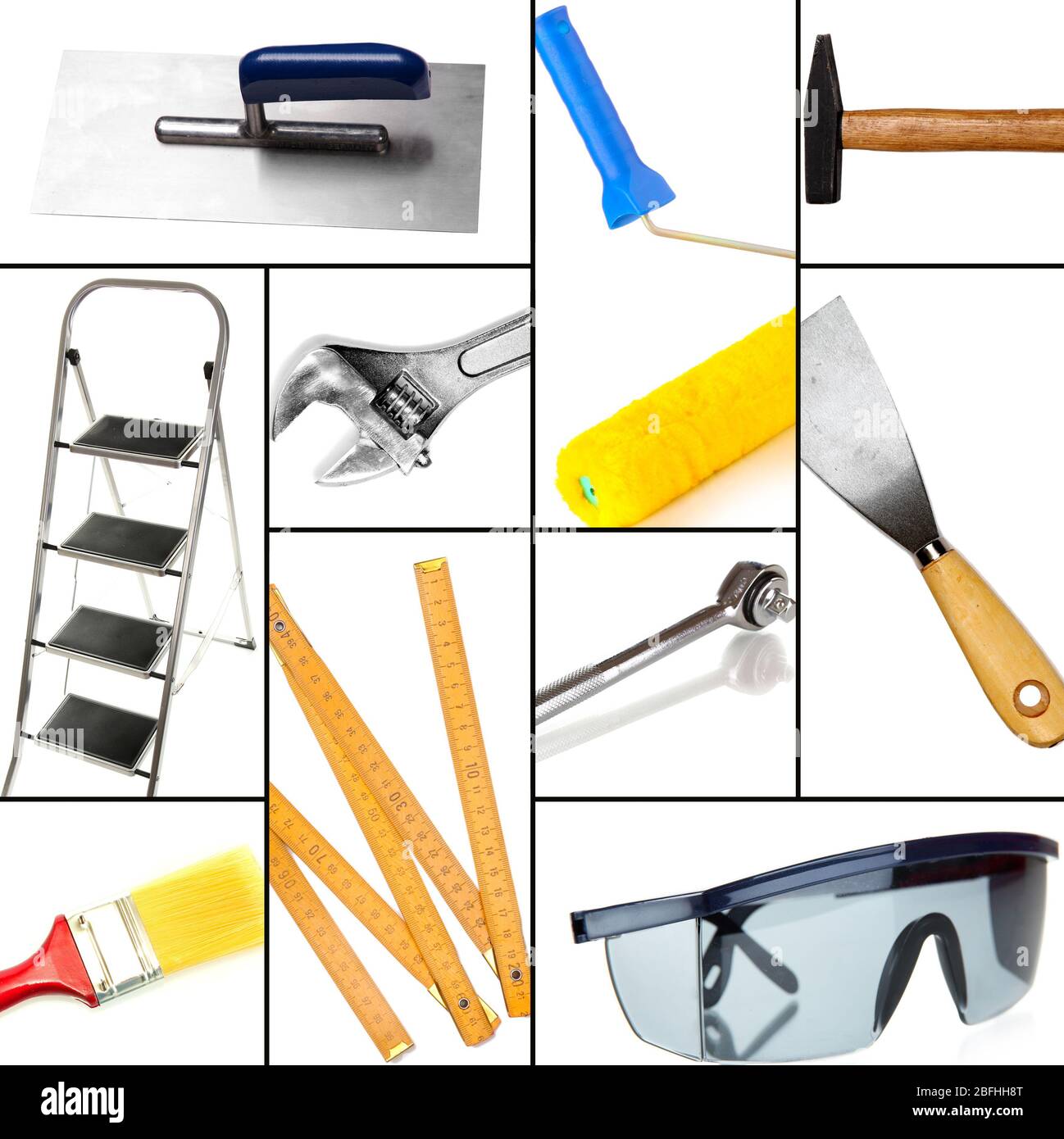 Collage of different tools isolated on white Stock Photo - Alamy