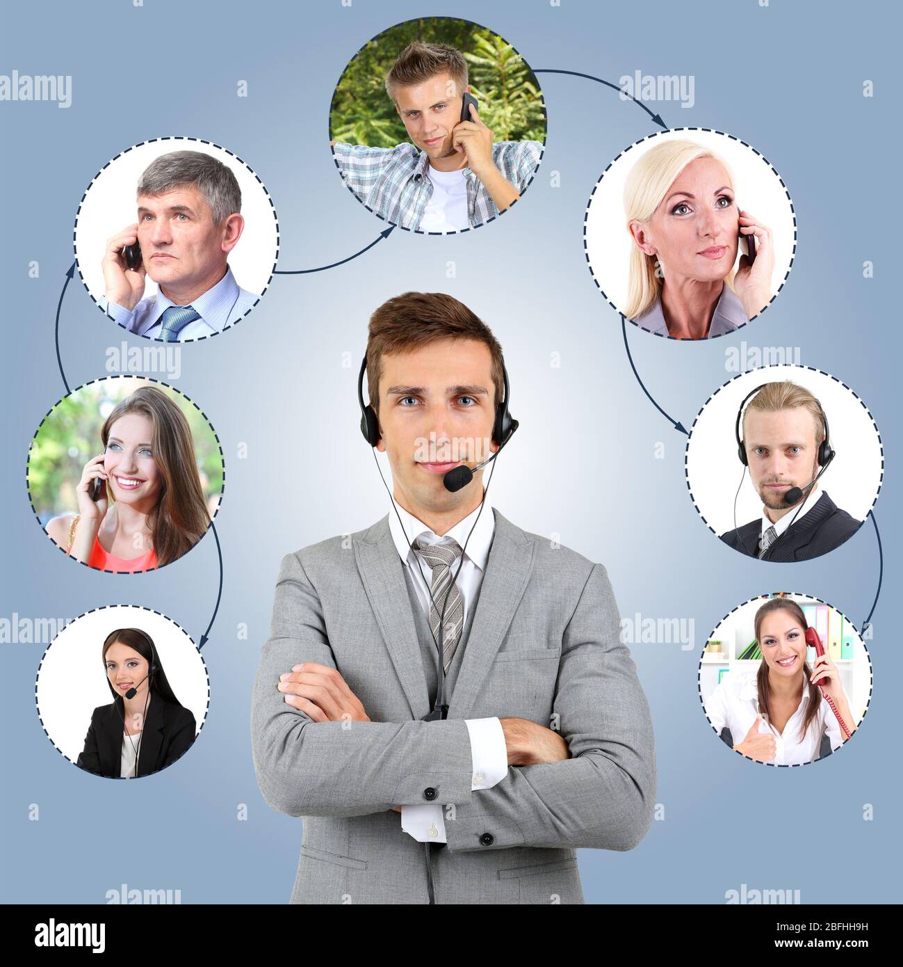 Collage of diverse people talking on phone Stock Photo - Alamy