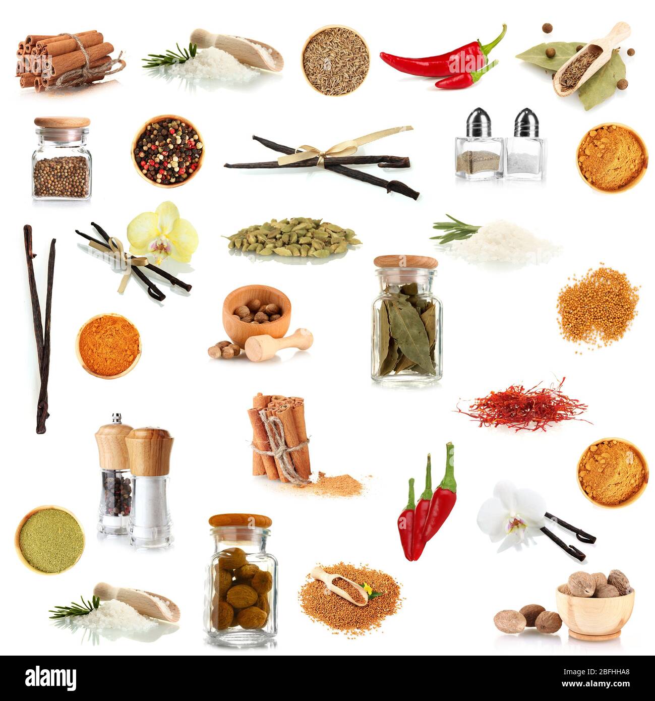 Various spices and herbs isolated on white Stock Photo - Alamy