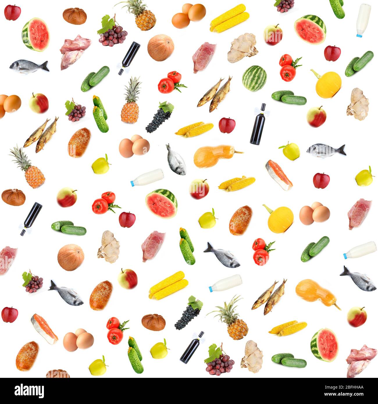 Food products isolated on white Stock Photo - Alamy