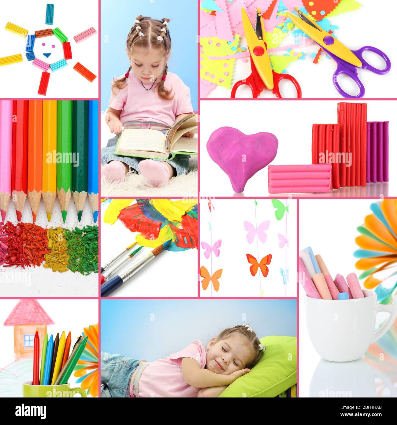 Collage of education kids Stock Photo - Alamy
