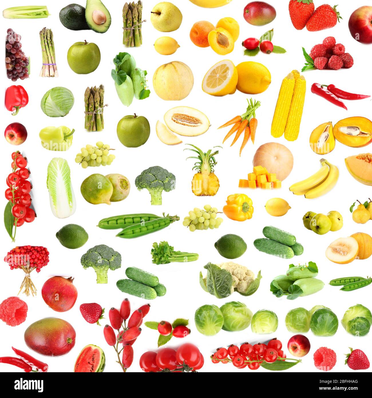 Collection of fruits and vegetables isolated on white Stock Photo - Alamy