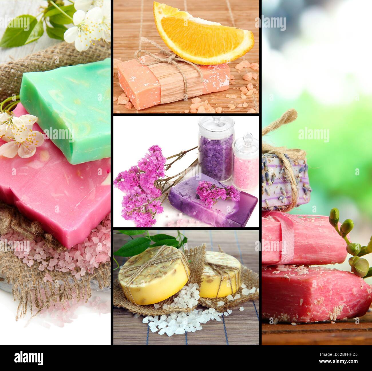 Natural soaps collage Stock Photo - Alamy
