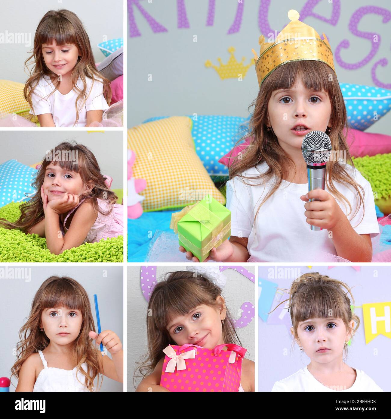 Collage of cute little girl Stock Photo - Alamy