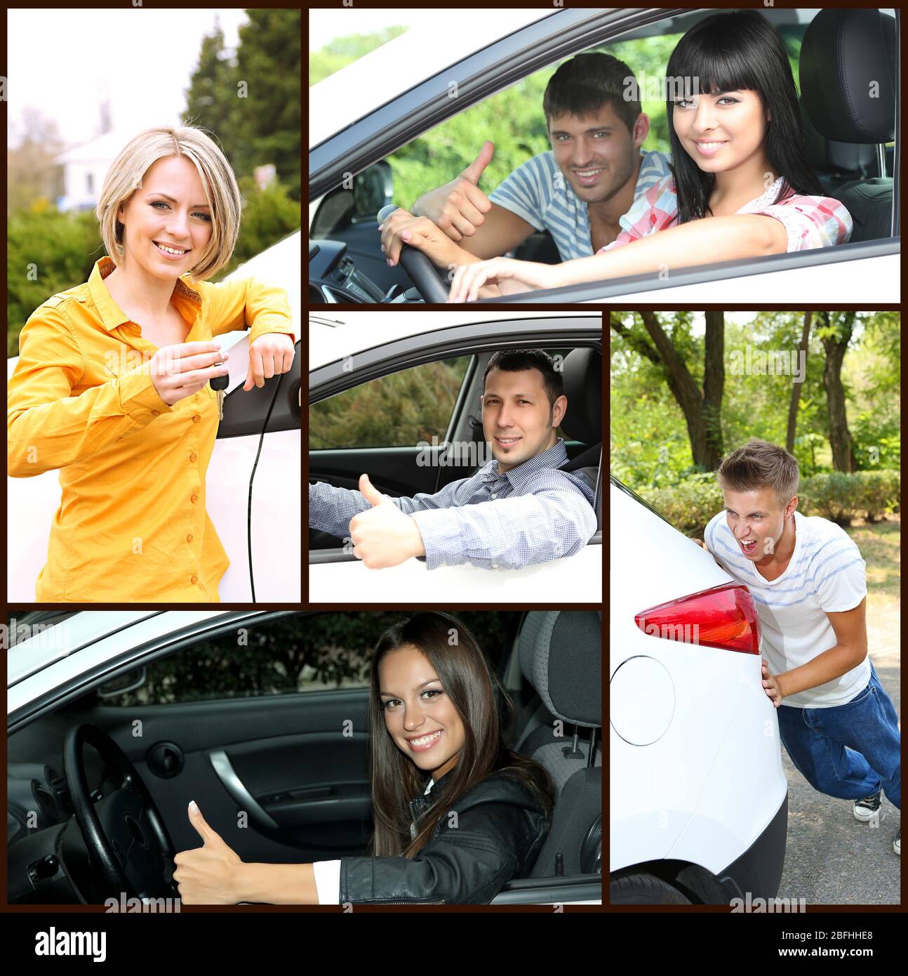Car driving collage Stock Photo - Alamy