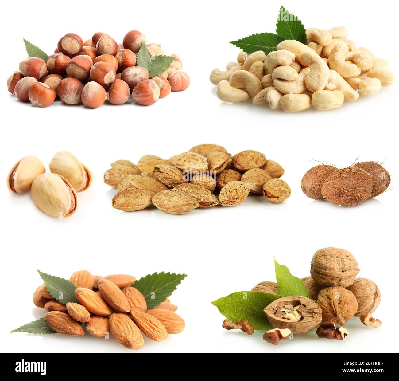 Nuts collection isolated on white Stock Photo - Alamy