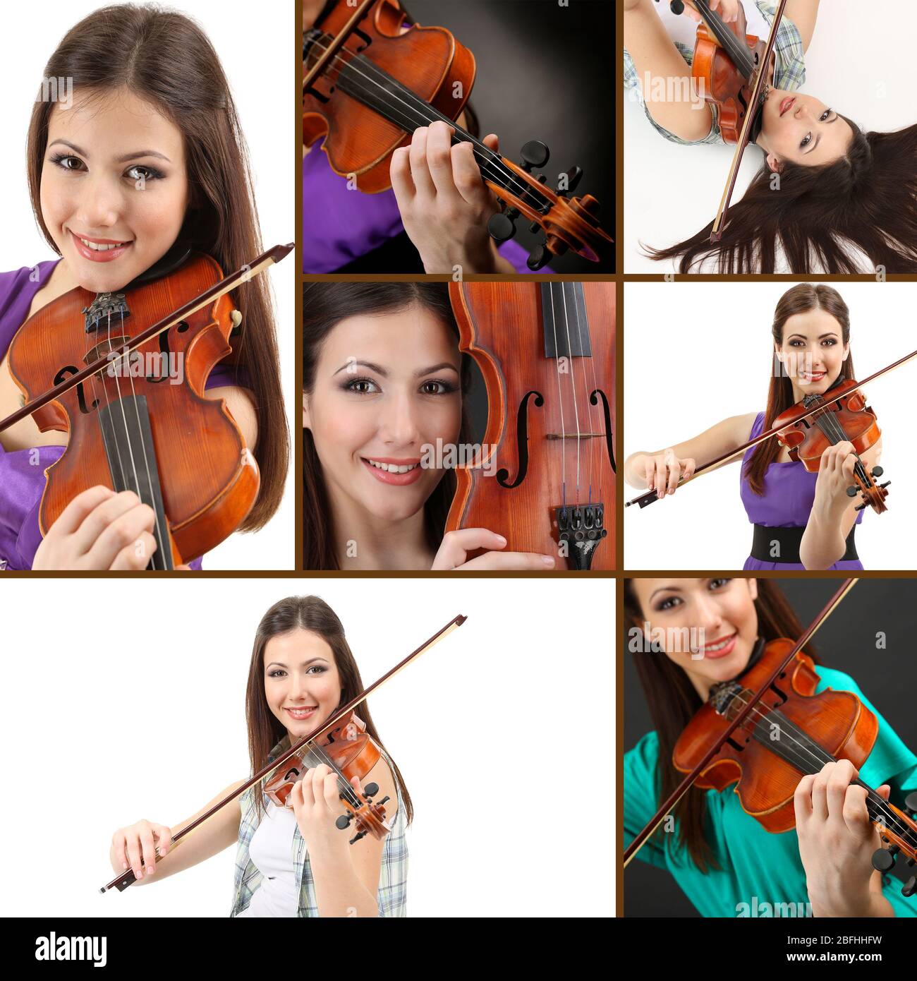 Collage of beautiful young girl with violin Stock Photo - Alamy