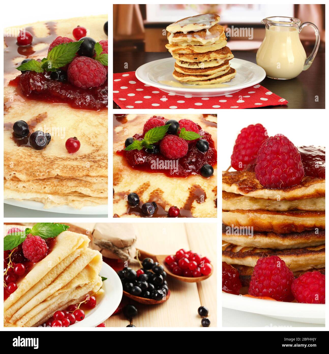 Homemade crepes collage Stock Photo - Alamy