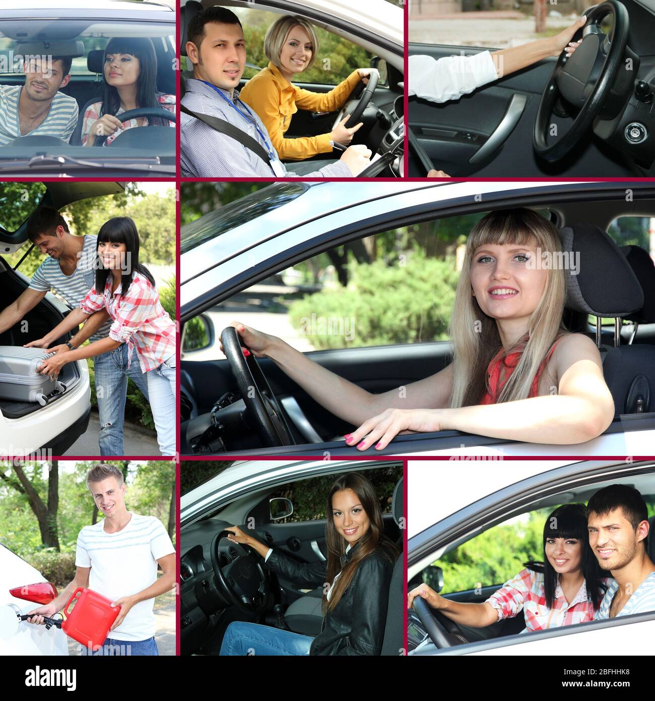 Car driving collage Stock Photo - Alamy