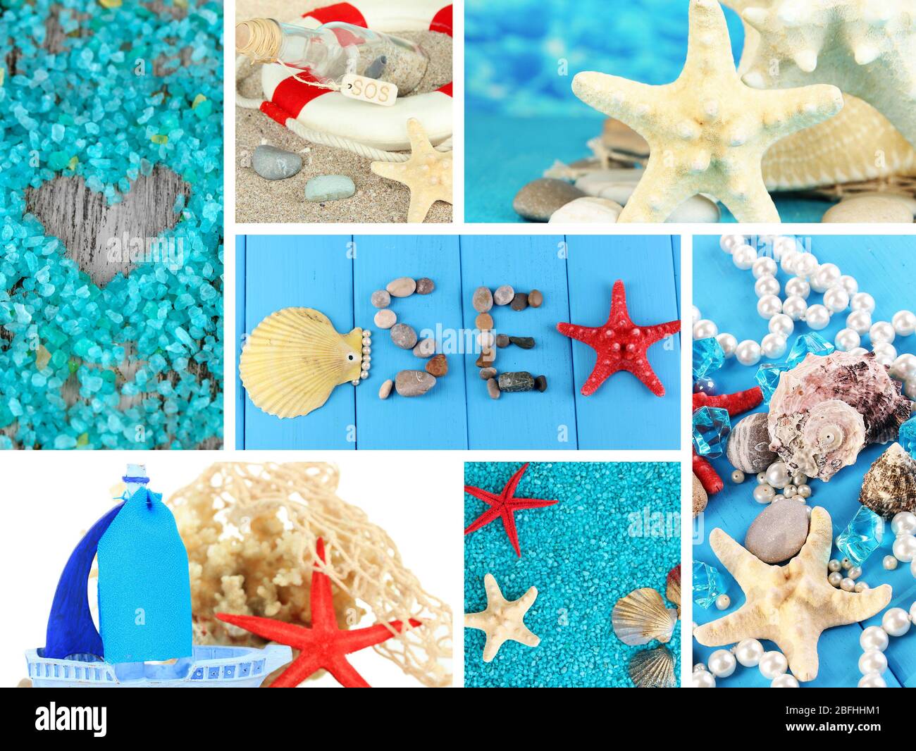 Sea theme collage Stock Photo - Alamy