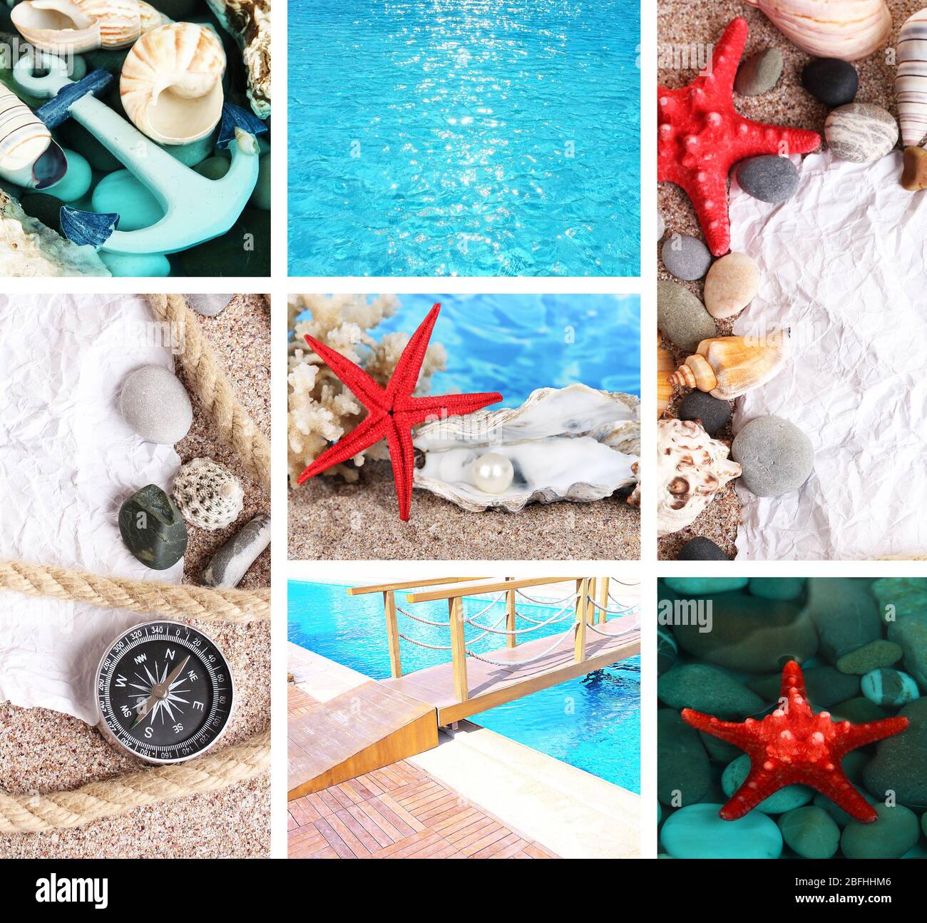 Sea theme collage Stock Photo - Alamy