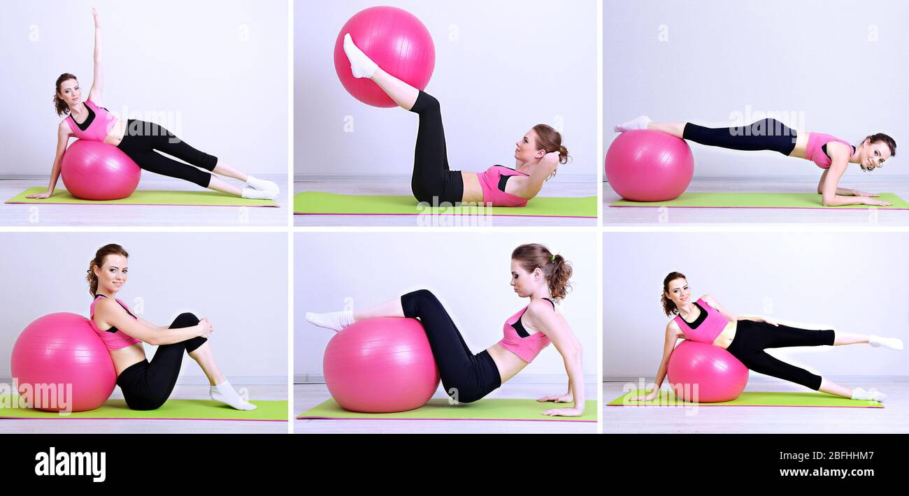 Collage of different fitness exercises Stock Photo - Alamy