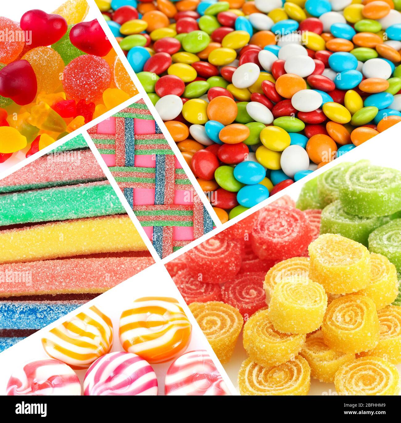 Collage of different colorful candy and sweets Stock Photo - Alamy