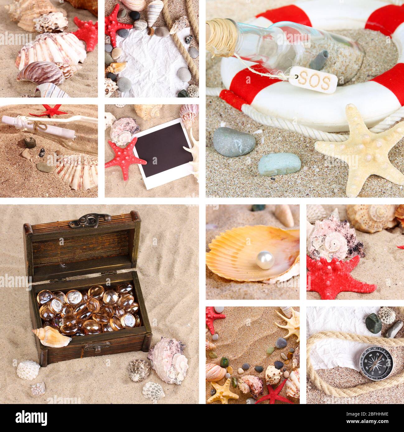 Sea theme collage Stock Photo - Alamy