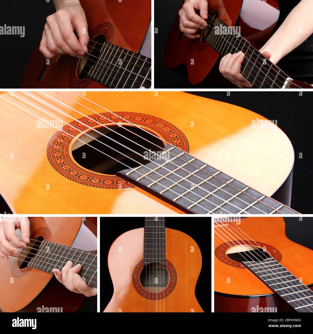 Collage of retro guitar Stock Photo - Alamy