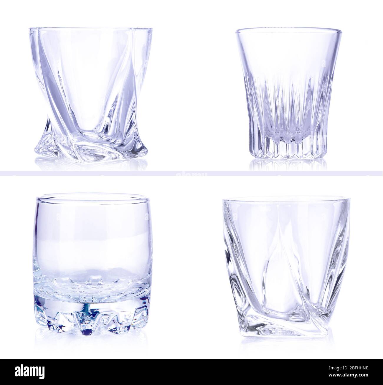 Collage of empty glasses isolated on white Stock Photo - Alamy
