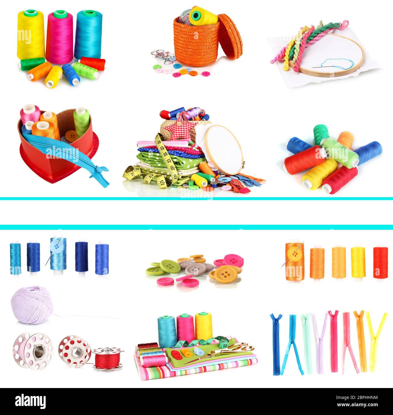 Sewing tools scissors buttons Cut Out Stock Images & Pictures - Alamy