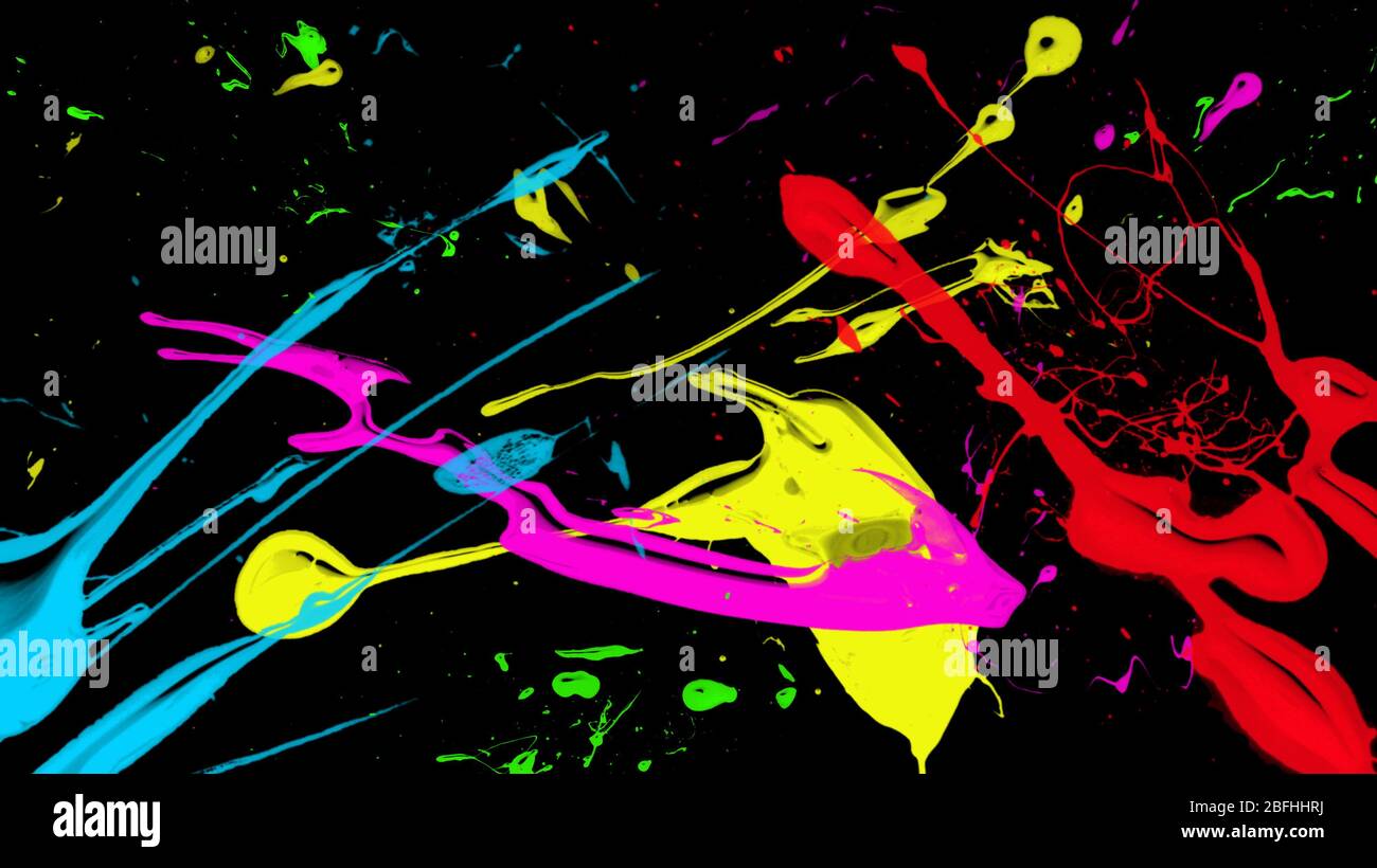 Colorful paint splatter on black Stock Photo - Alamy