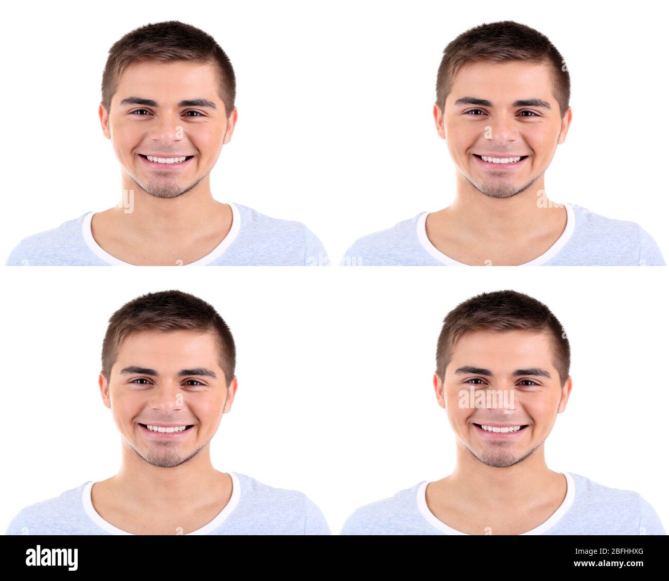 Collage of handsome young man isolated on white Stock Photo - Alamy