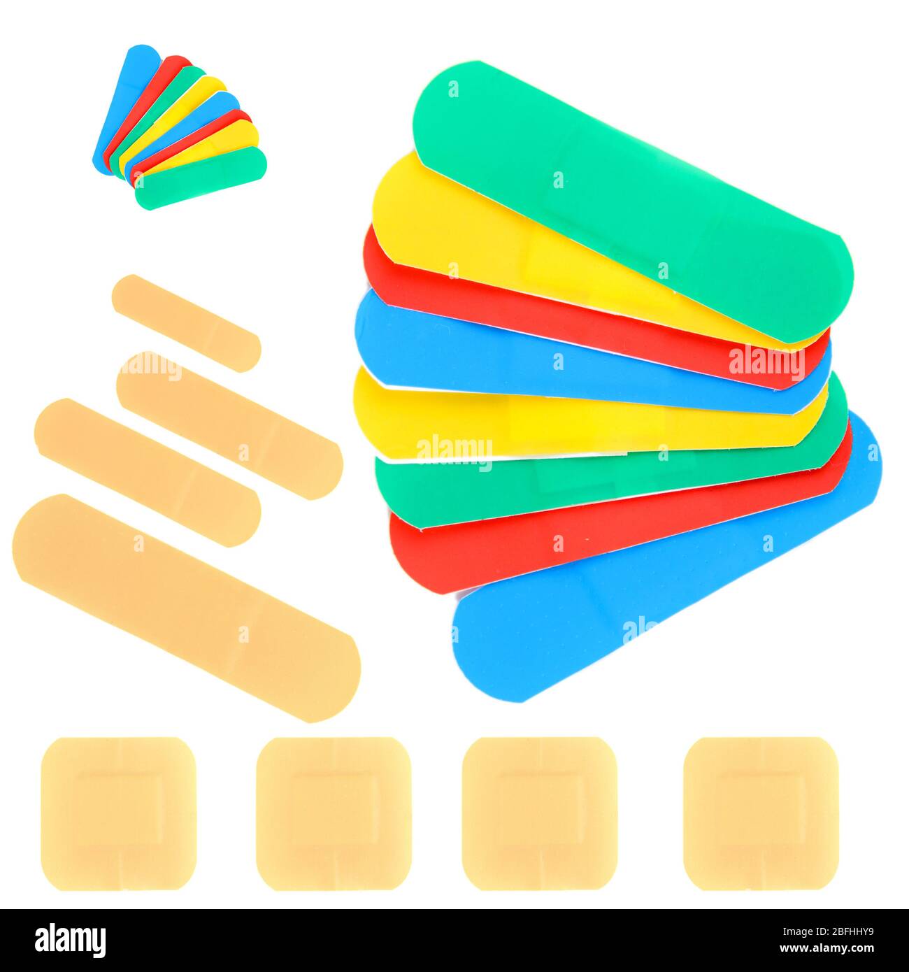 Colorful medical patches isolated on white Stock Photo - Alamy
