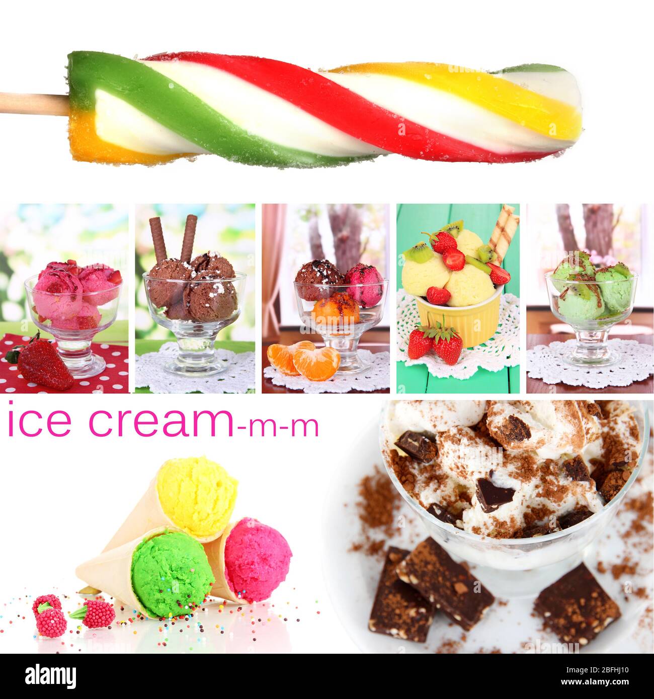 Collage of yummy ice-cream Stock Photo - Alamy