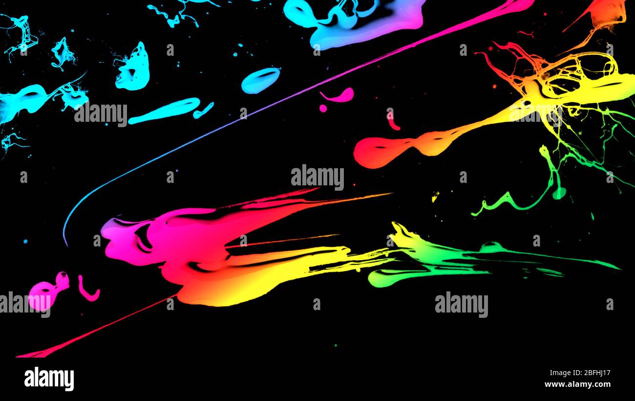 Colorful paint splatter on black Stock Photo - Alamy