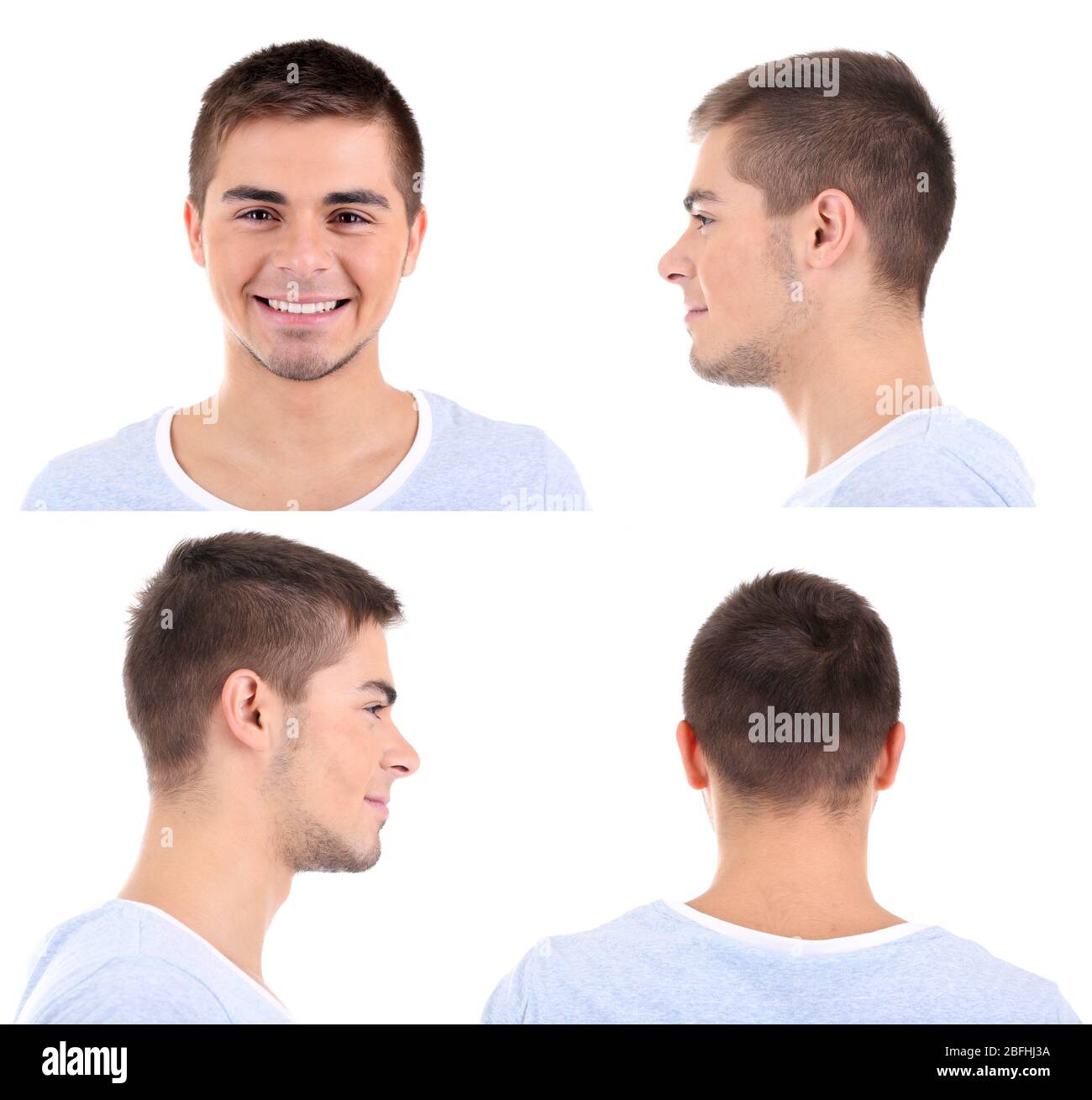 Collage of handsome young man isolated on white Stock Photo - Alamy