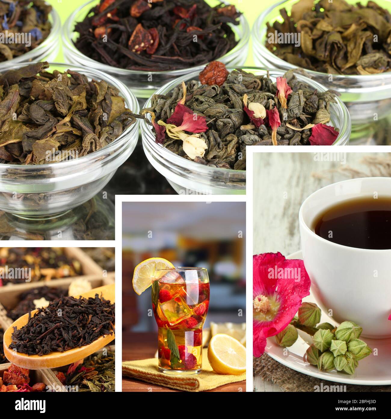 Tasty tea collage Stock Photo - Alamy