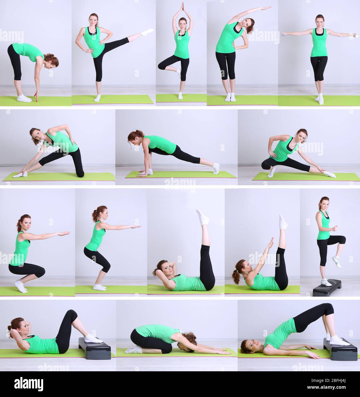Collage of different fitness exercises Stock Photo - Alamy