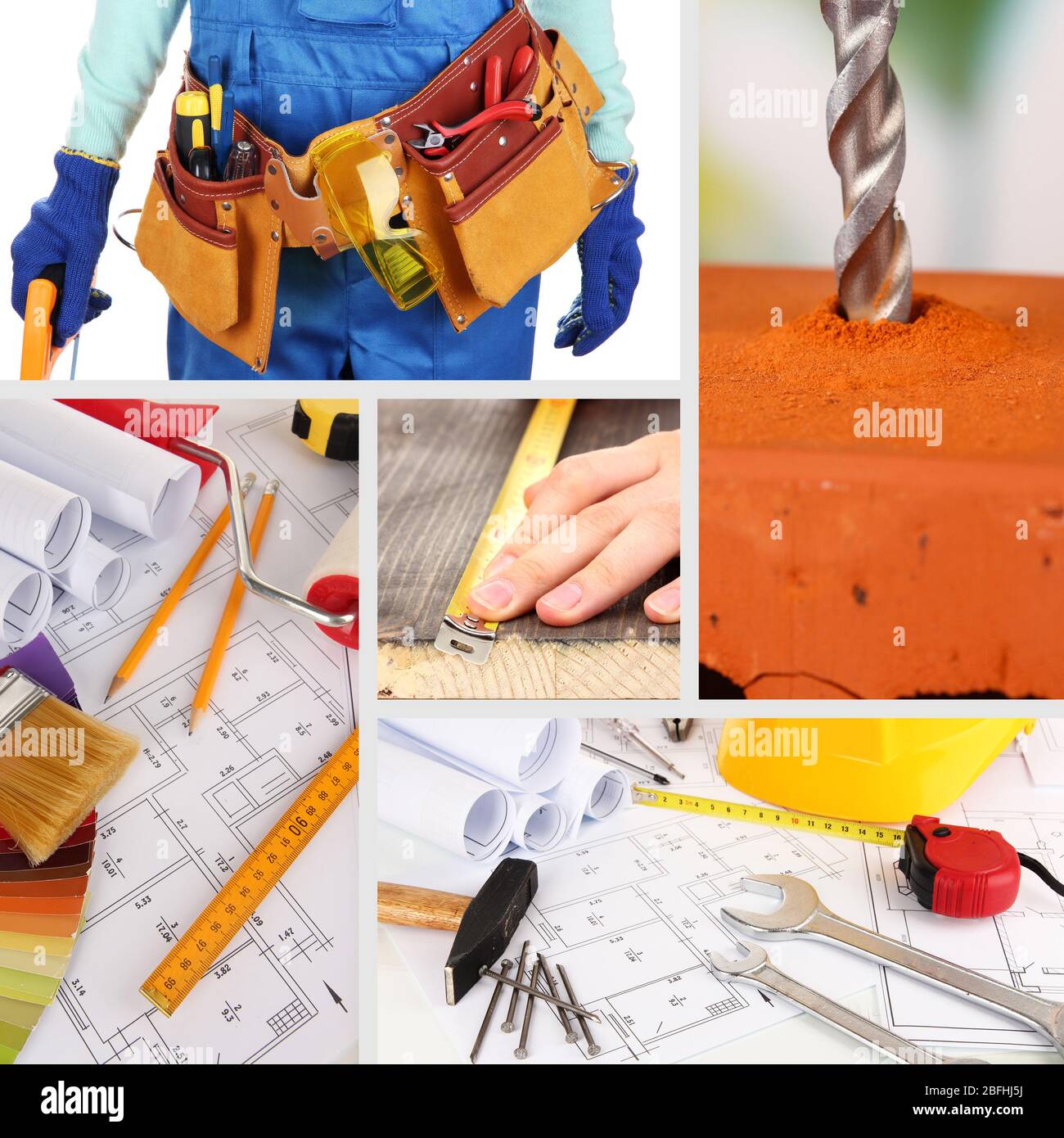 Repair project collage Stock Photo - Alamy