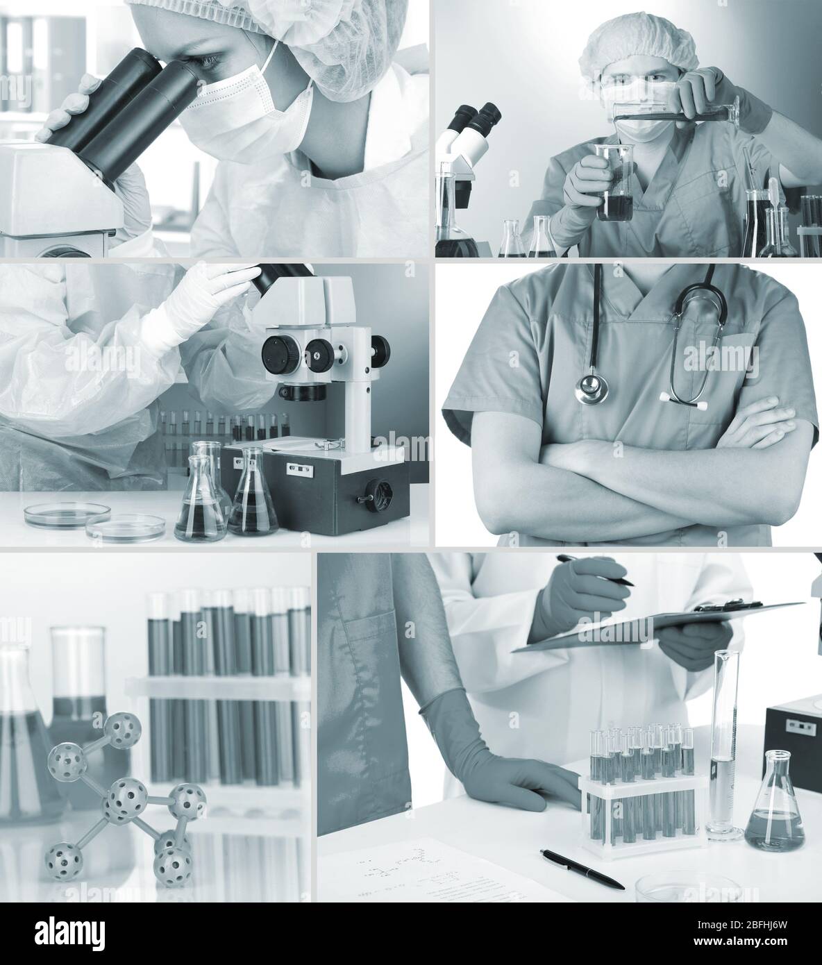 Collage of scientists and laboratory experiments Stock Photo - Alamy