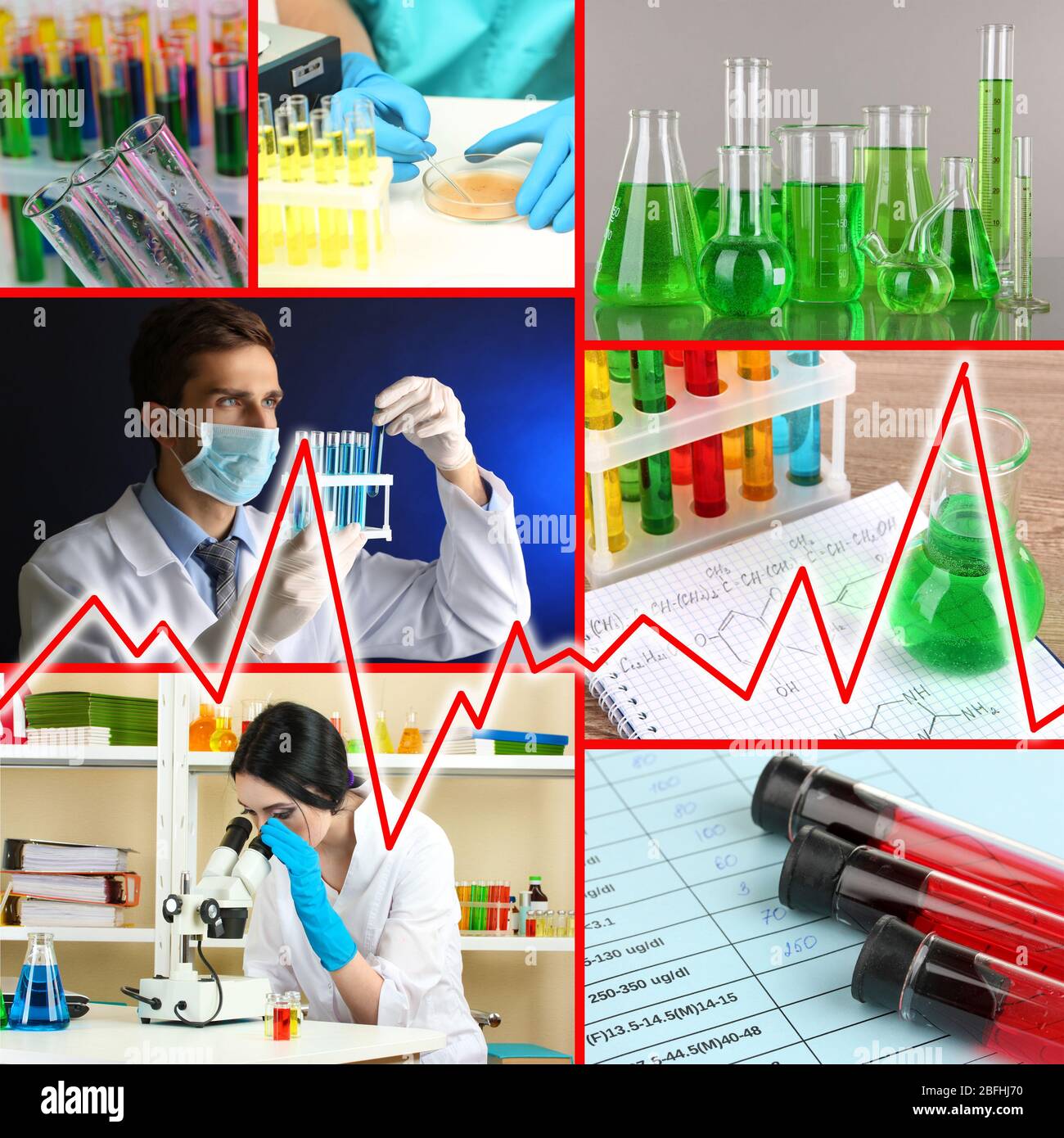 Collage of scientists and laboratory experiments Stock Photo - Alamy