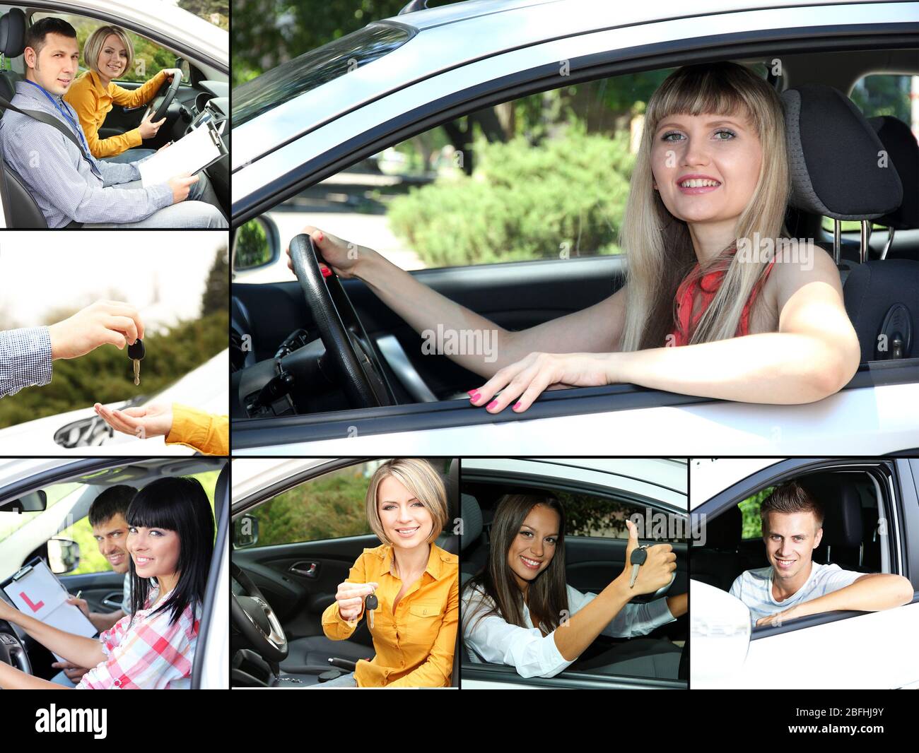 Car driving collage Stock Photo - Alamy