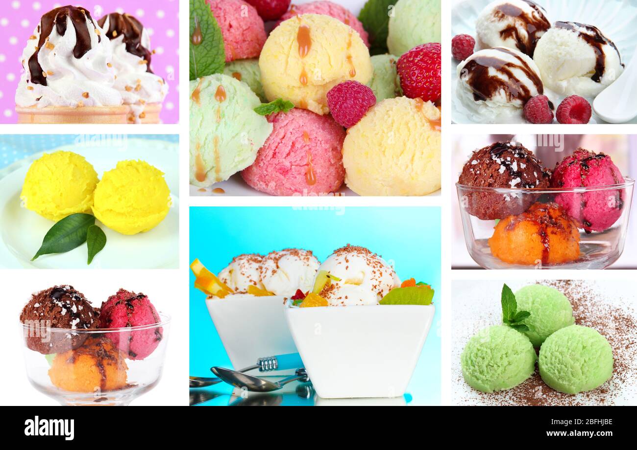 Collage of yummy ice-cream Stock Photo - Alamy
