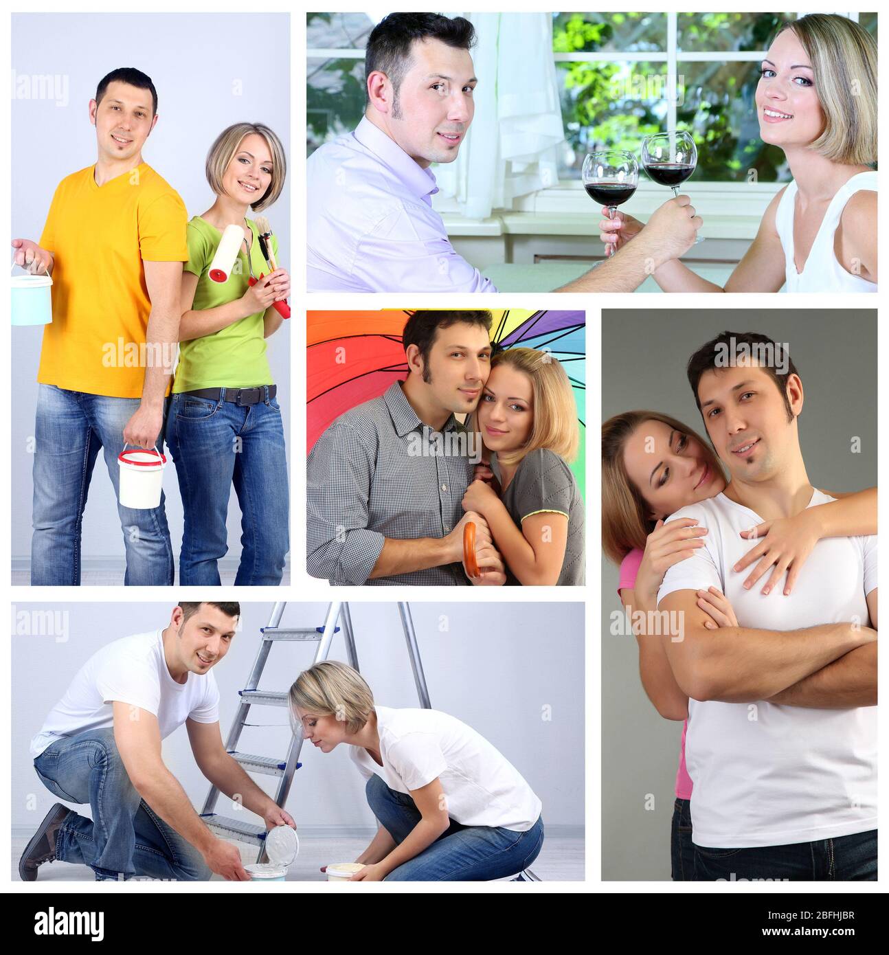 Collage of happy couple Stock Photo - Alamy