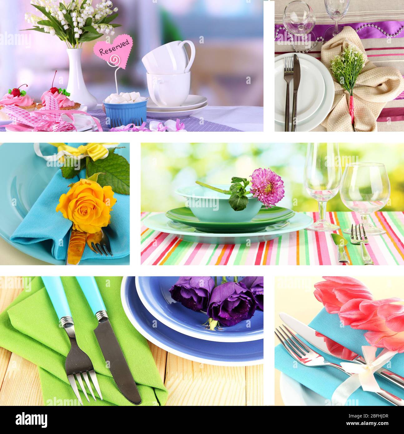 Collage of different table setting Stock Photo - Alamy