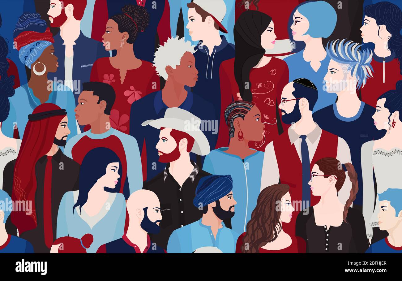 People talking and diversity seamless pattern. Communication dialogue ...